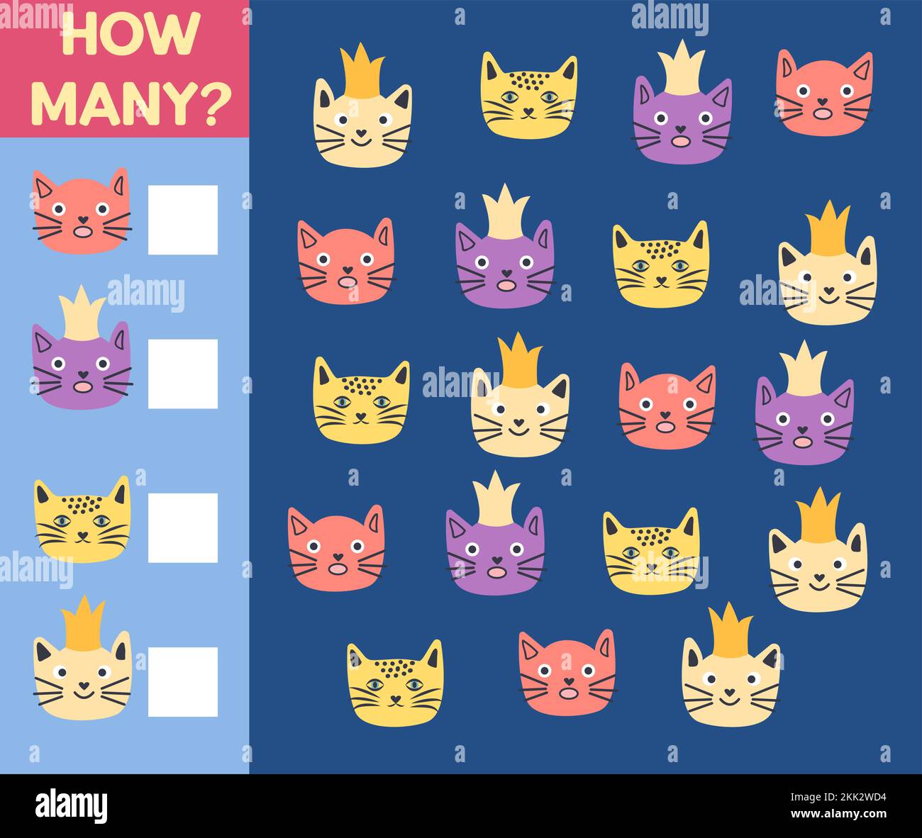How many Cat, game for children. How many are they game. Count the Cats ...