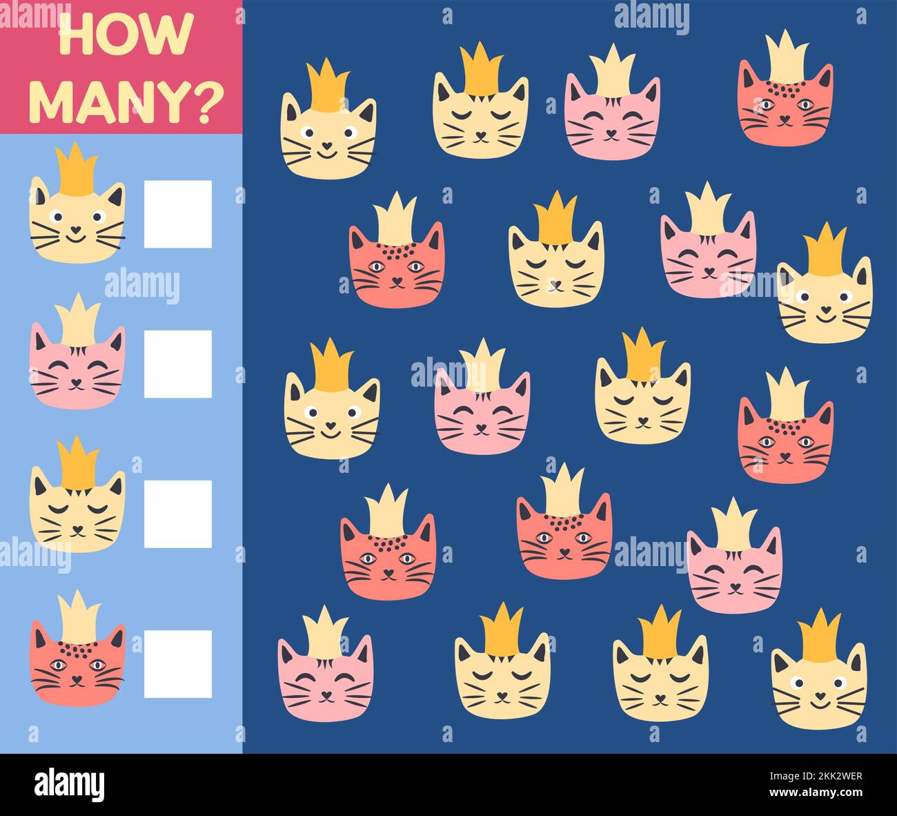 How many Cat, game for children. How many are they game. Count the Cats ...
