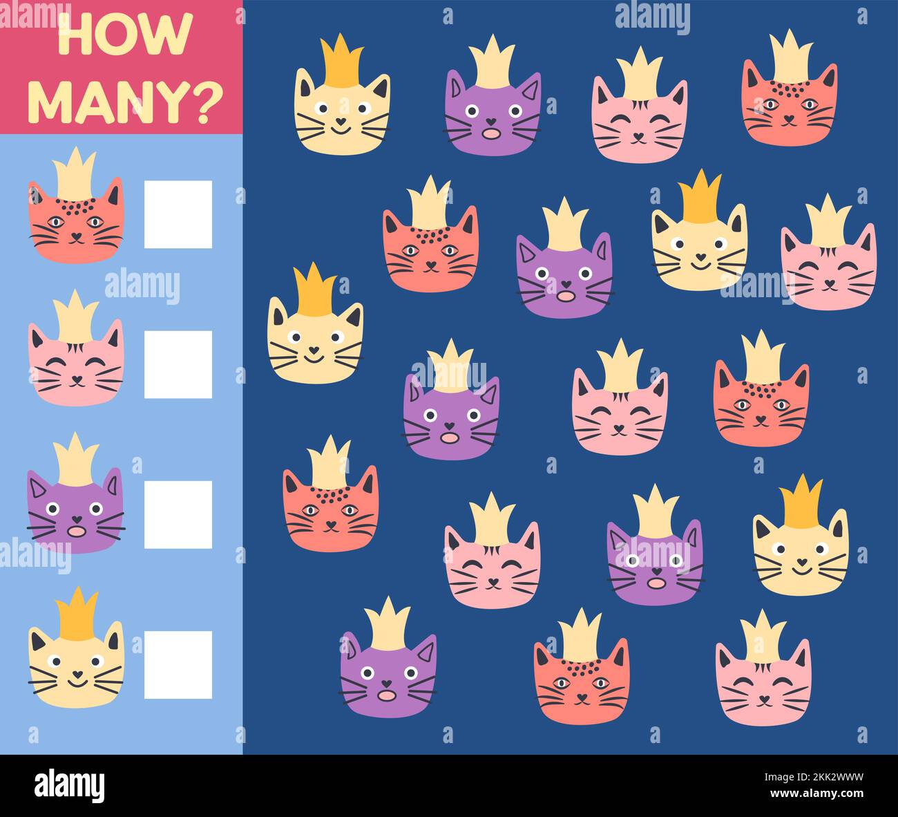 How many Cat, game for children. How many are they game. Count the Cats ...