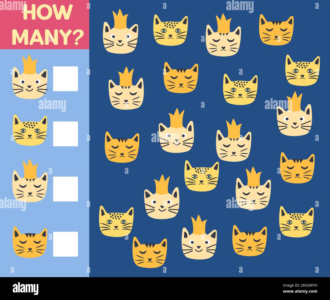 How many Cat, game for children. How many are they game. Count the Cats ...