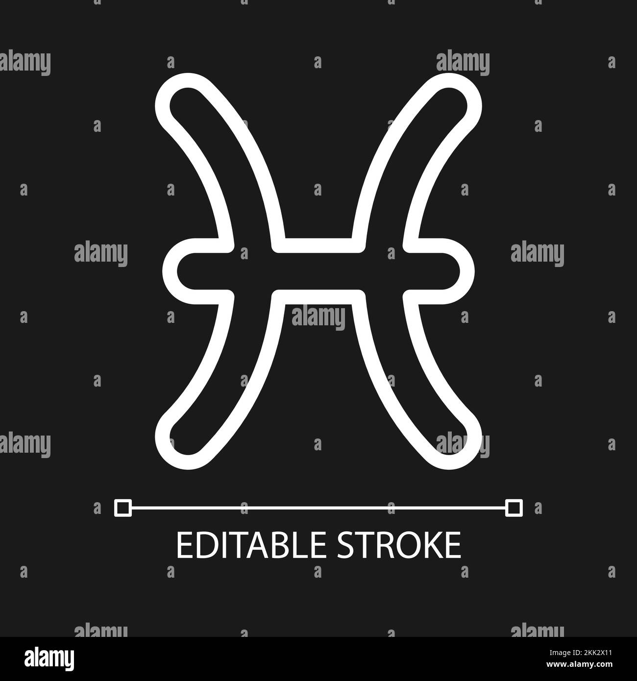 Pisces pixel perfect white linear icon for dark theme Stock Vector ...