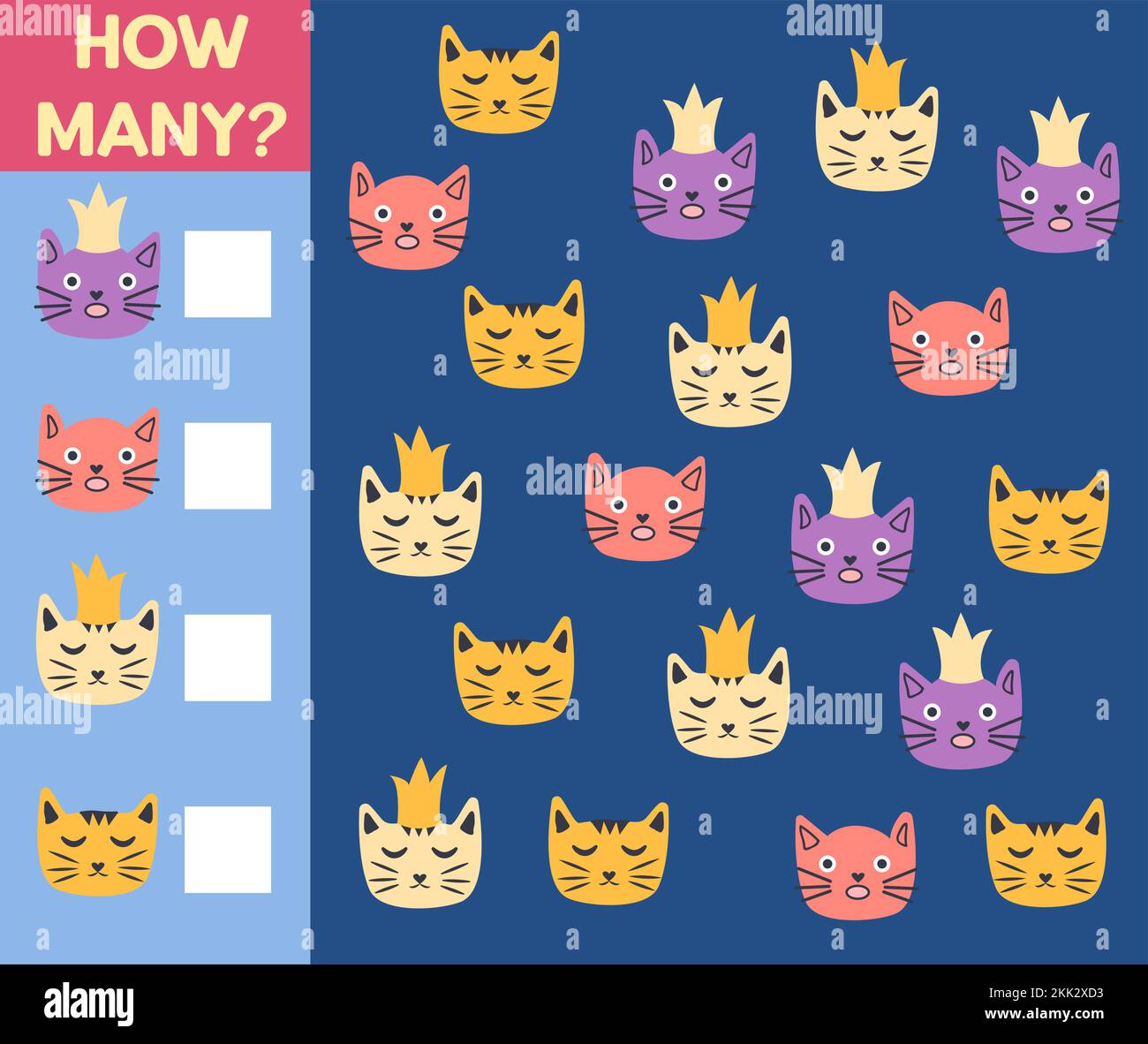 How many Cat, game for children. How many are they game. Count the Cats ...