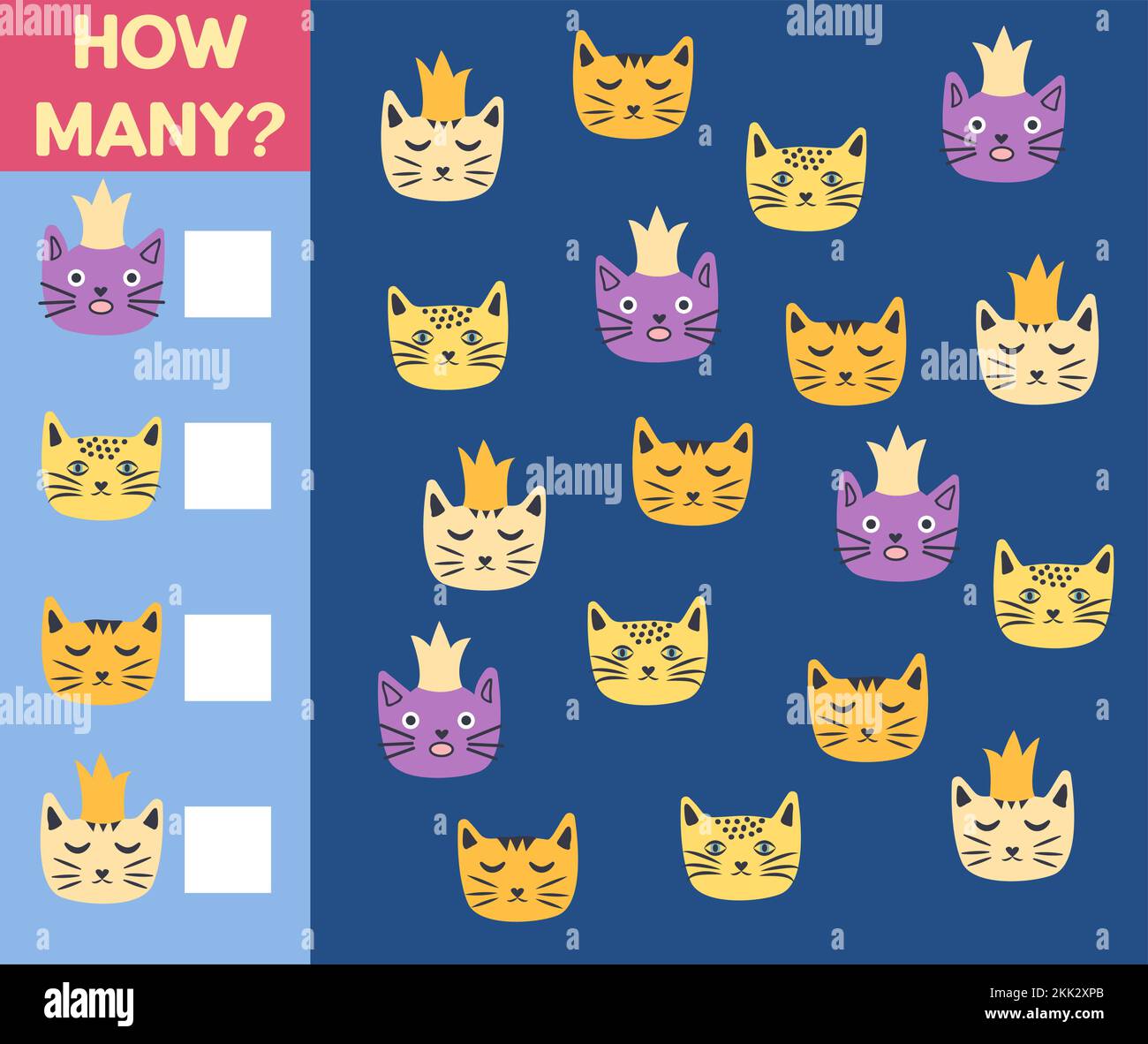 How many Cat, game for children. How many are they game. Count the Cats ...