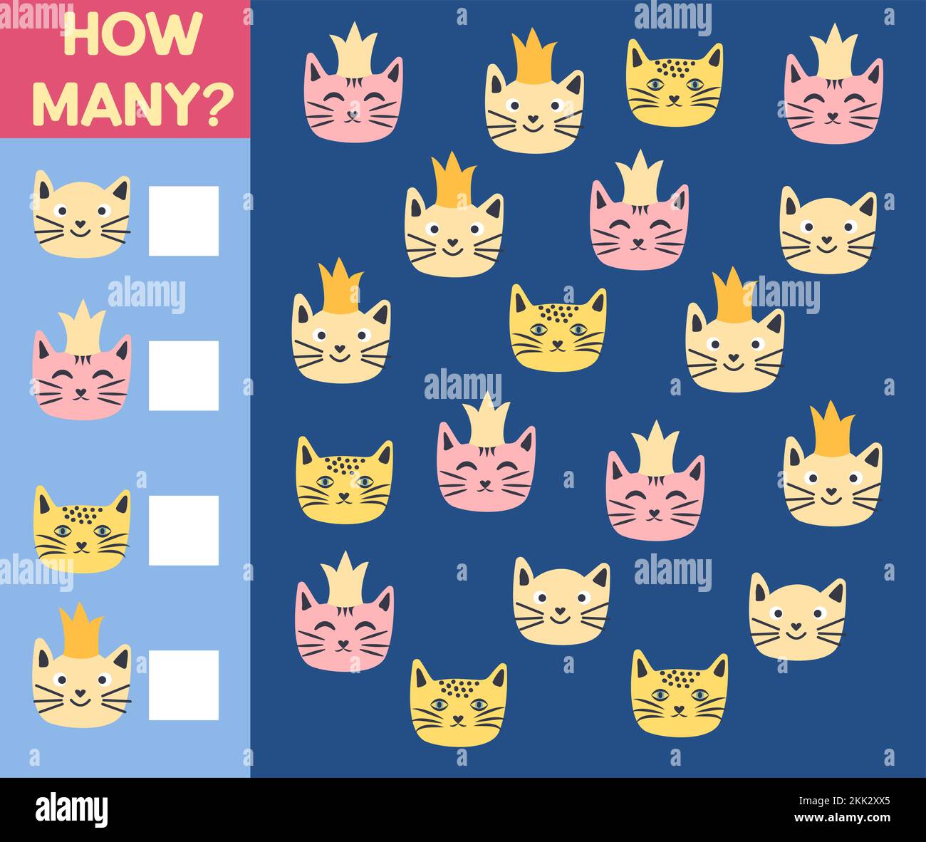 How many Cat, game for children. How many are they game. Count the Cats ...