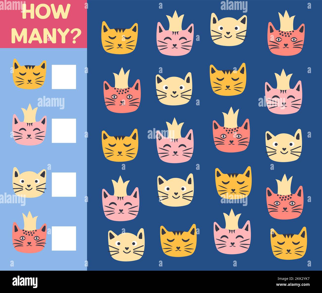 How many Cat, game for children. How many are they game. Count the Cats ...