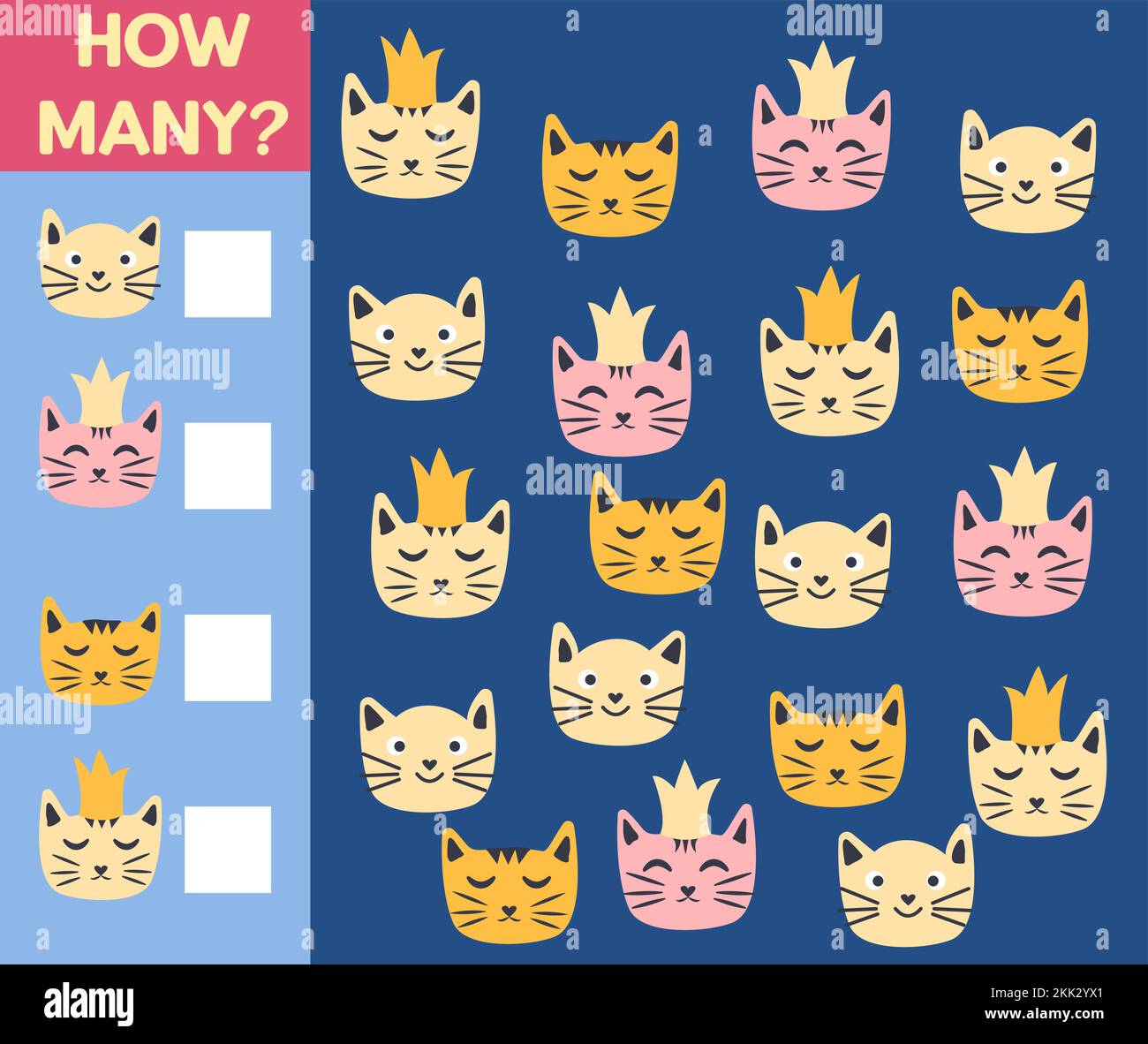 How many Cat, game for children. How many are they game. Count the Cats ...