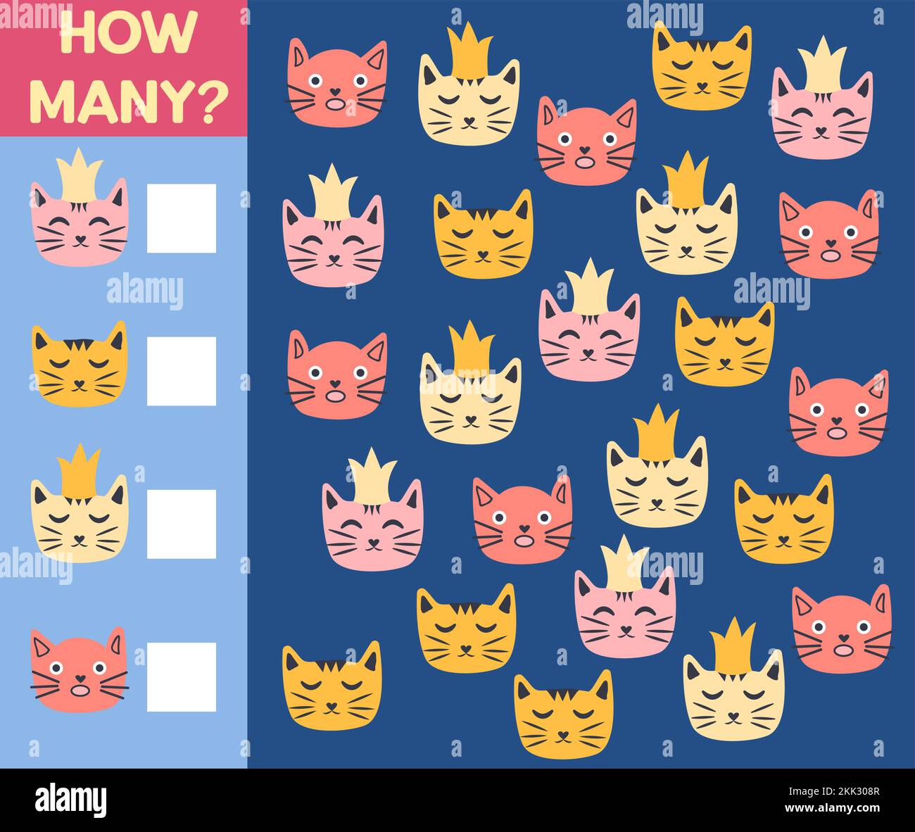 How many Cat, game for children. How many are they game. Count the Cats ...