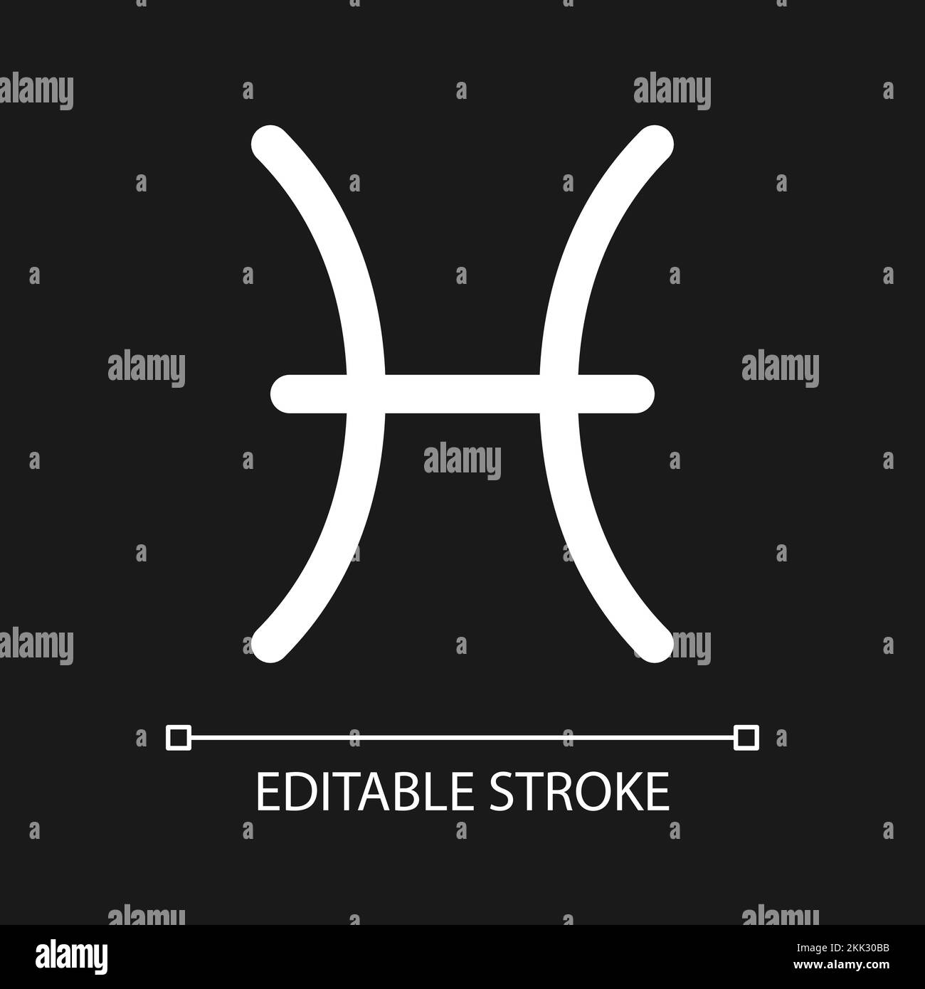 Pisces pixel perfect minimalistic white linear icon for dark theme ...