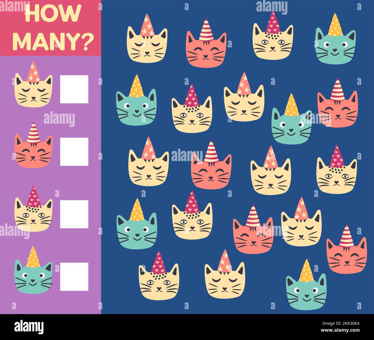 How many Cat, game for children. How many are they game. Count the Cats ...