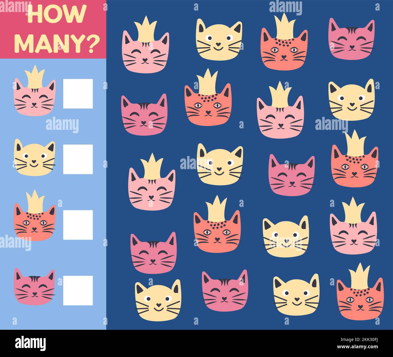 How many Cat, game for children. How many are they game. Count the Cats ...