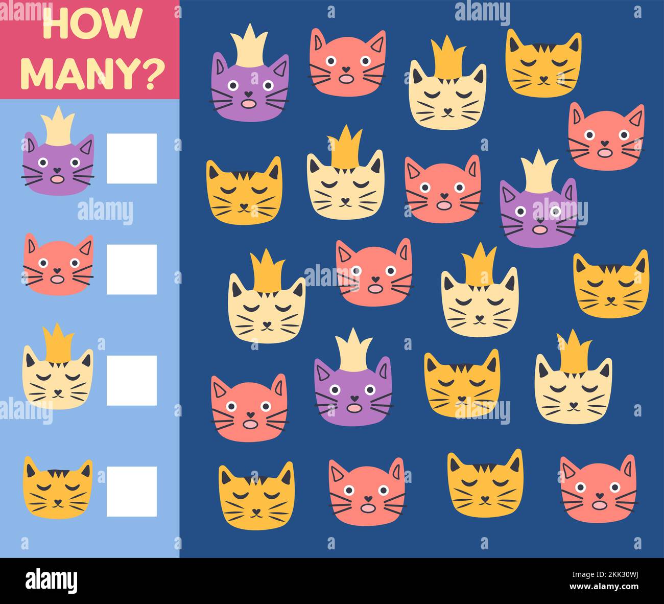How many Cat, game for children. How many are they game. Count the Cats ...