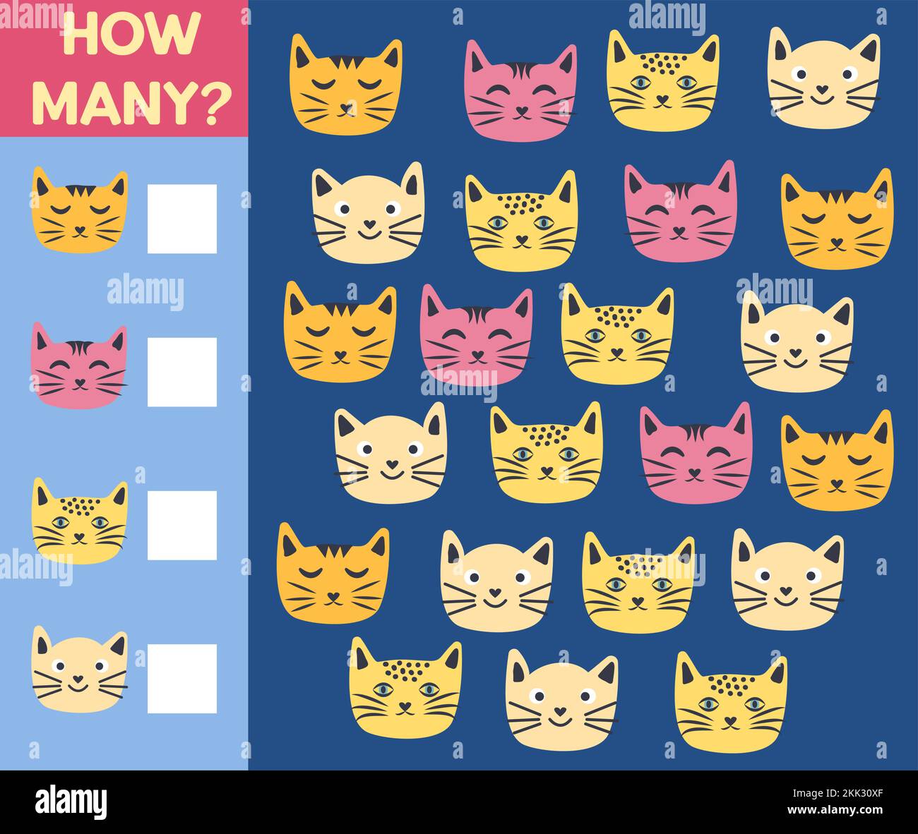 How many Cat, game for children. How many are they game. Count the Cats ...