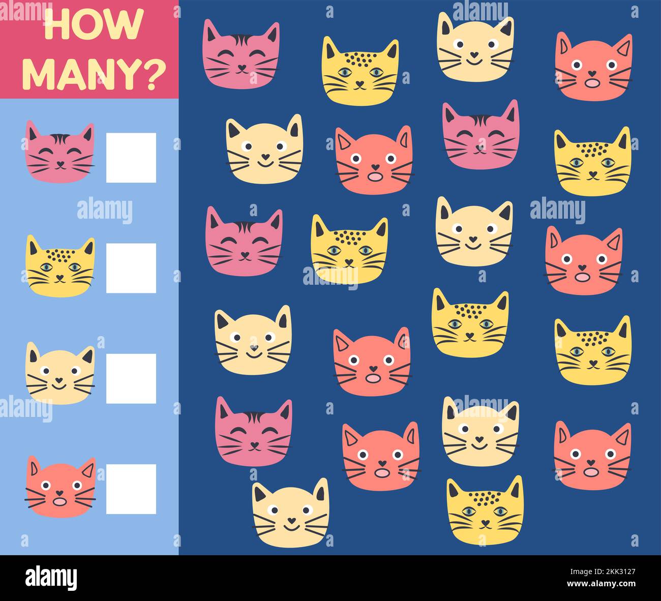 How many Cat, game for children. How many are they game. Count the Cats ...