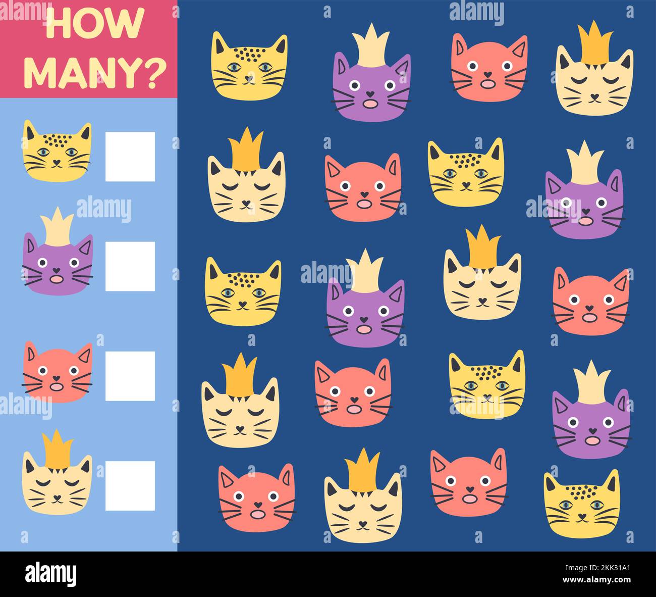 How many Cat, game for children. How many are they game. Count the Cats ...