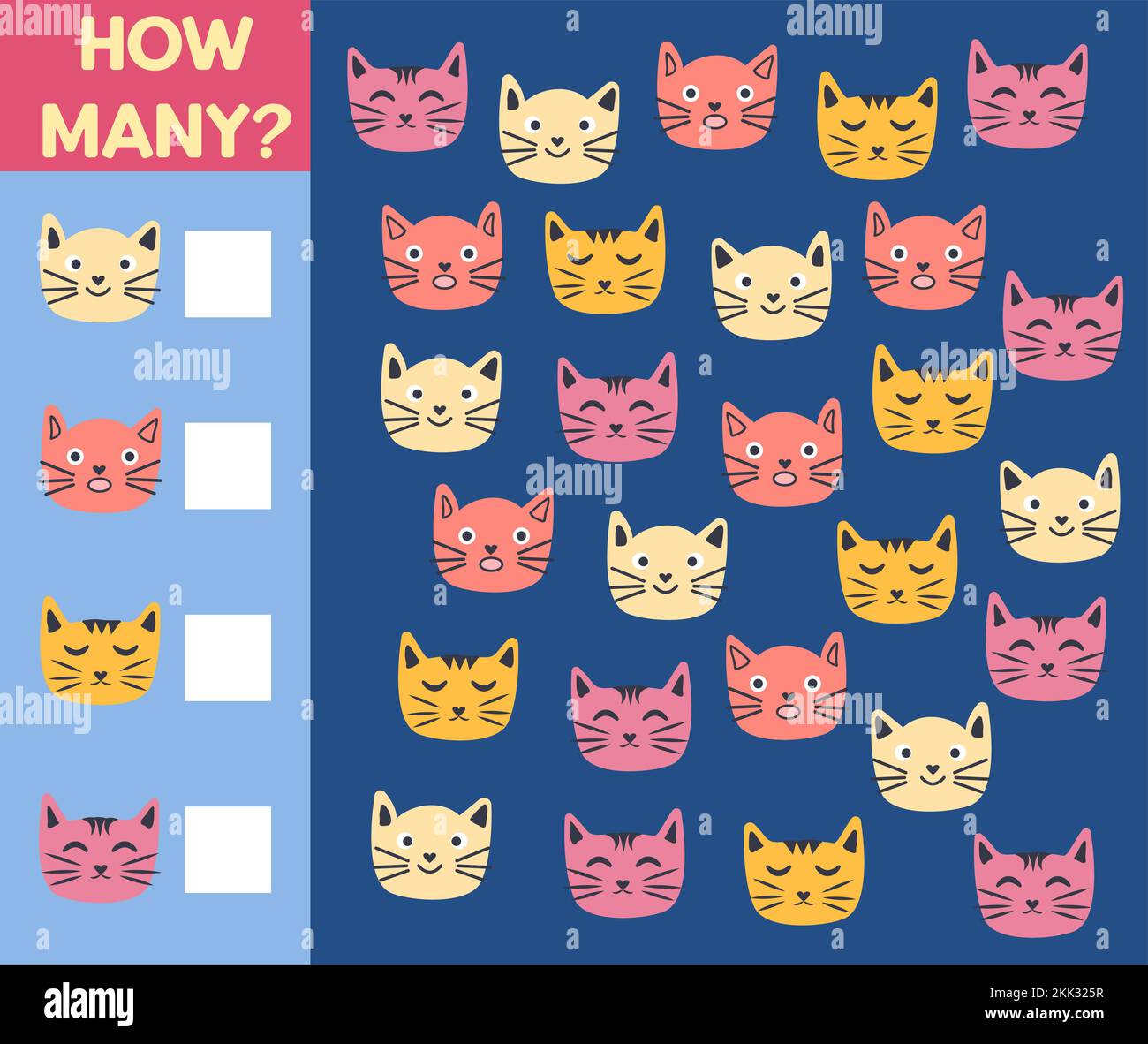 How many Cat, game for children. How many are they game. Count the Cats ...