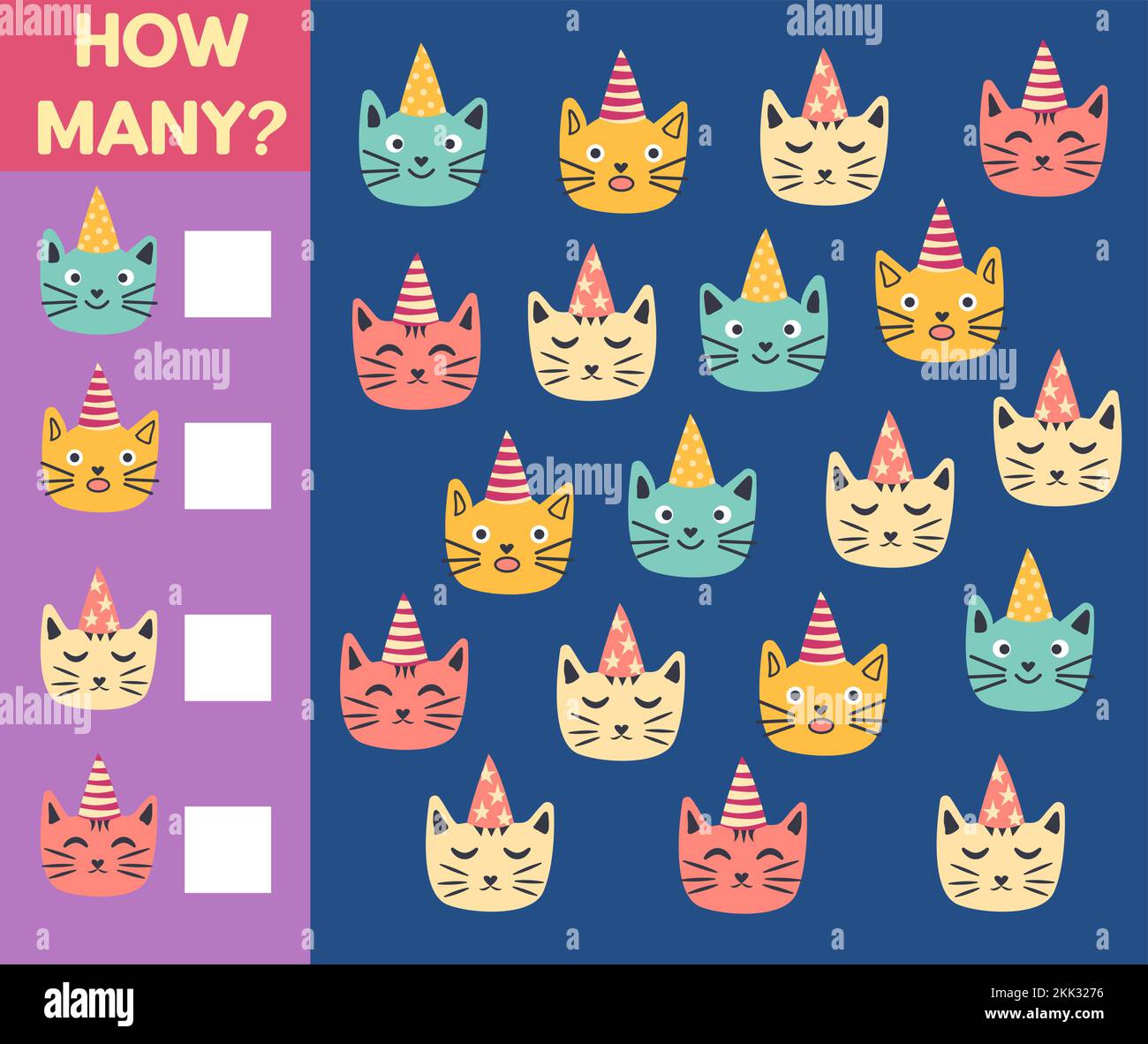How many Cat, game for children. How many are they game. Count the Cats ...