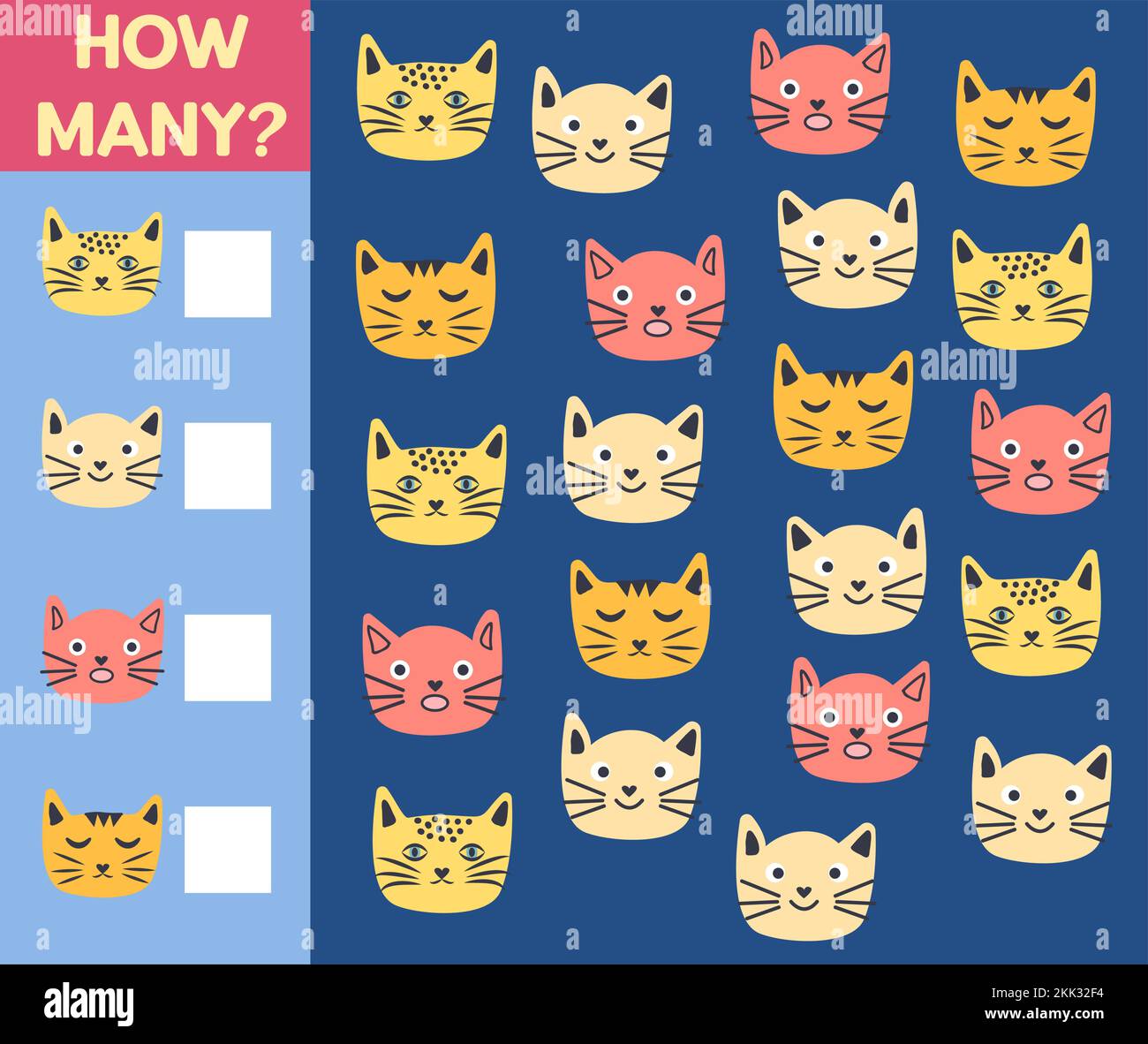 How many Cat, game for children. How many are they game. Count the Cats ...