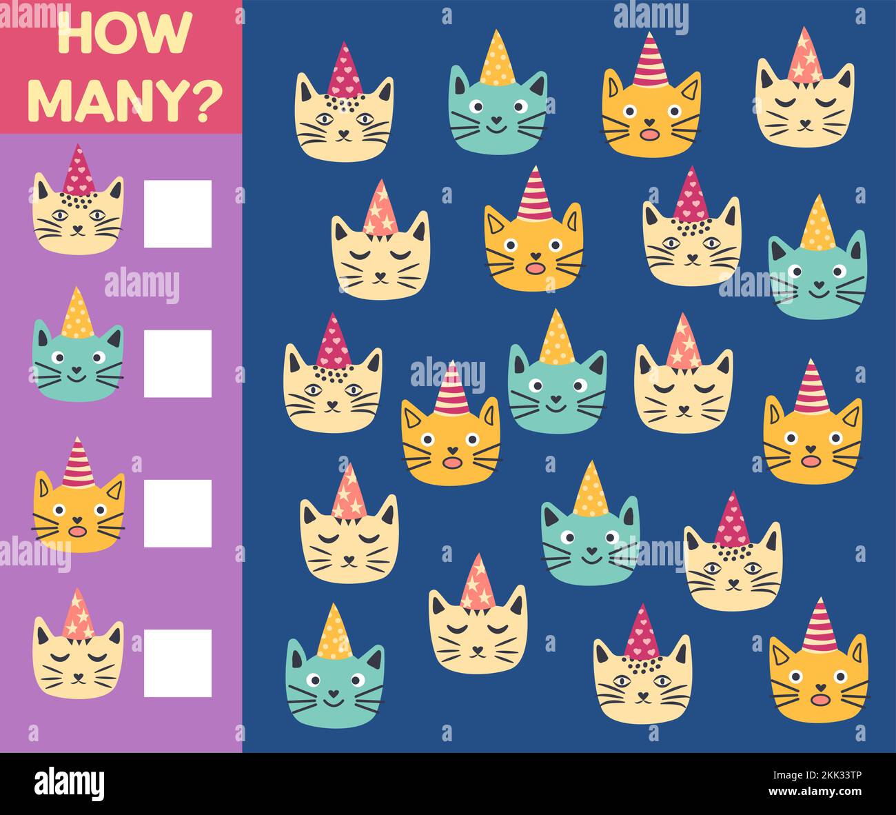 How many Cat, game for children. How many are they game. Count the Cats ...