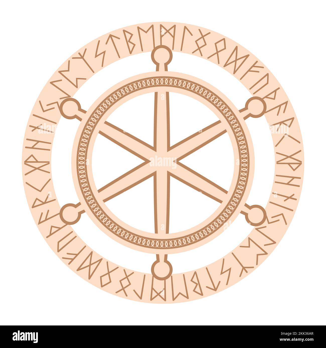 A ship's wheel, an ancient Slavic symbol, decorated with Scandinavian ...