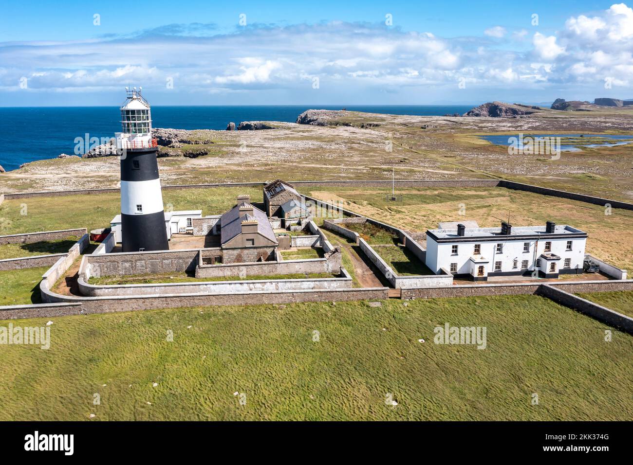 Aerial view of the Lighthouse on Tory Island, County Donegal, Republic ...