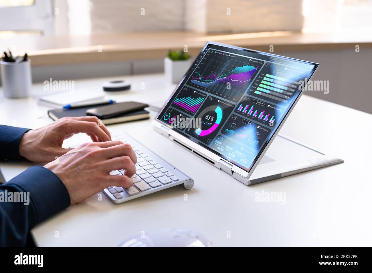 Data Analyst Using Data Analytics KPI Dashboard Stock Photo - Alamy