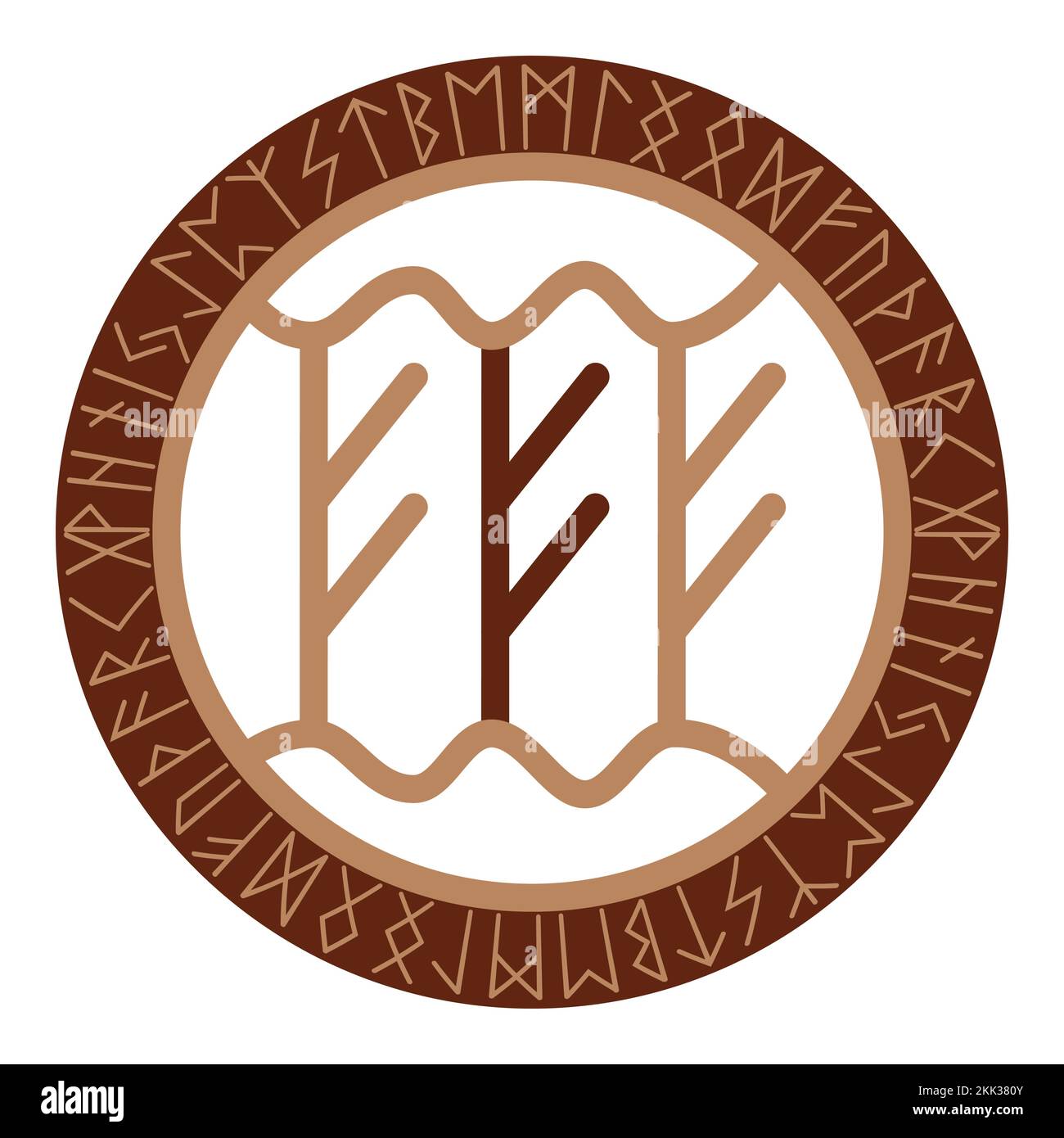 Triple Rune Fehu, an ancient Slavic symbol, decorated with Scandinavian ...