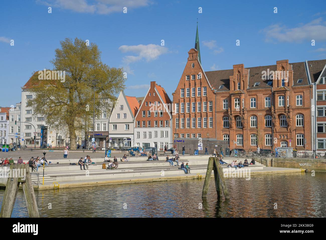 Wassertreppe, Trave, Museumshafen, Bürgerhäuser, An der Untertrave ...