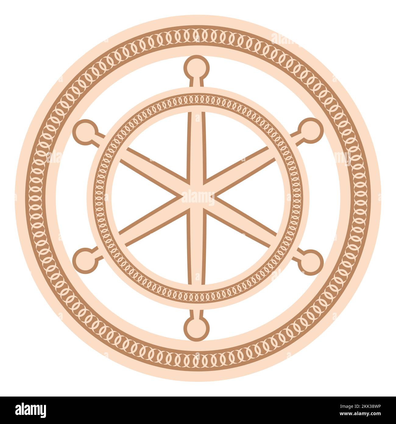 A ship's wheel, an ancient Slavic symbol, decorated with Scandinavian ...
