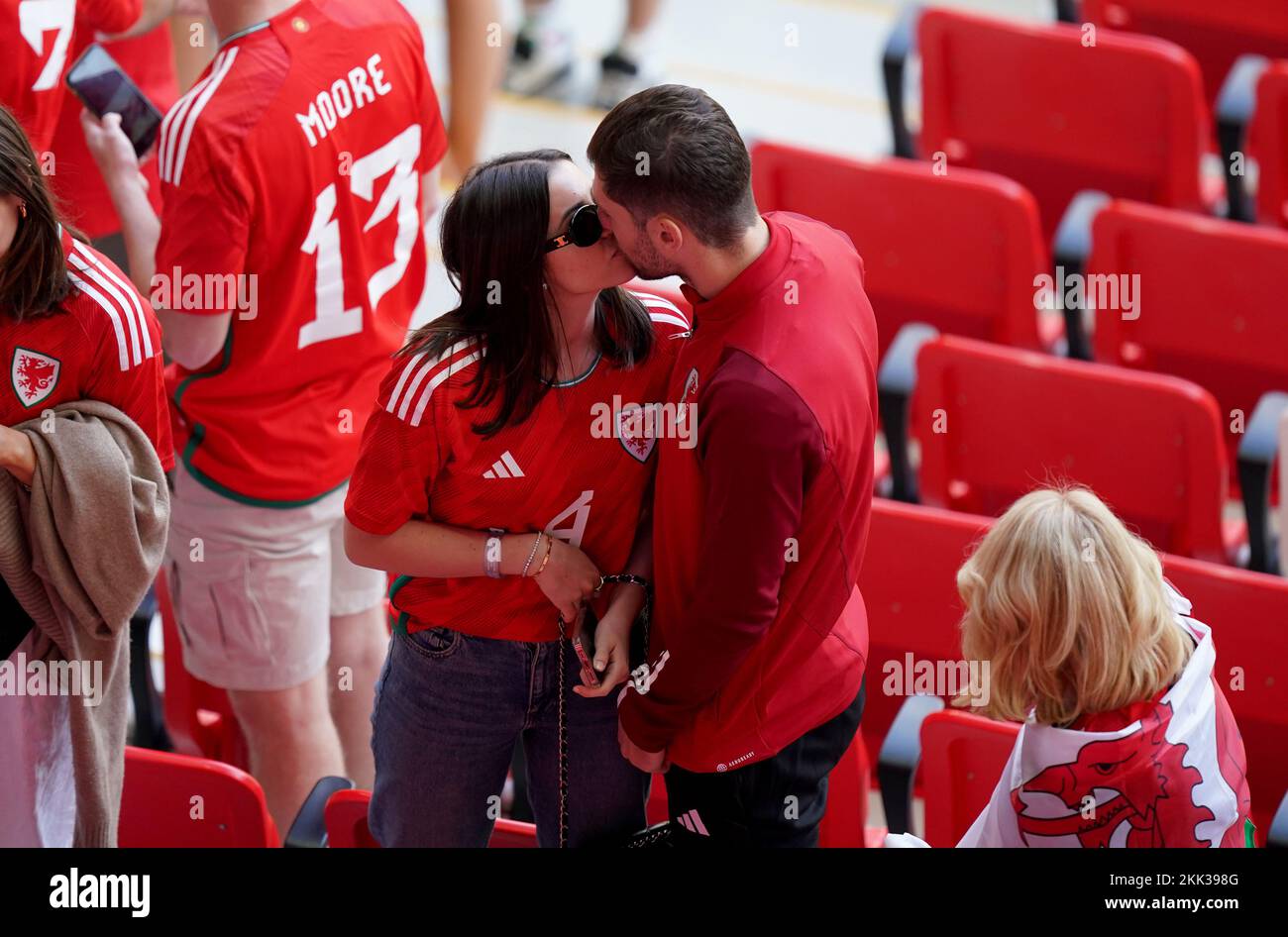 Wales’ Ben Davies with his family after the FIFA World Cup Group B ...