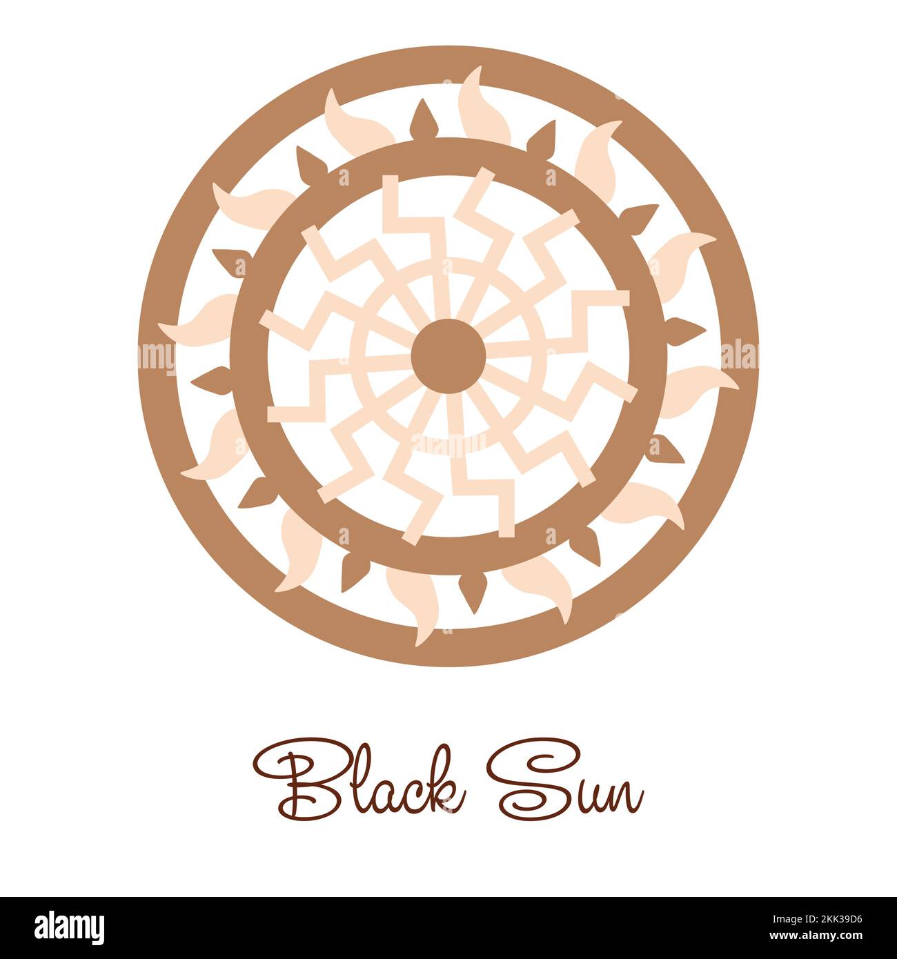 Black sun, ancient Slavic symbol, decorated with Scandinavian patterns ...