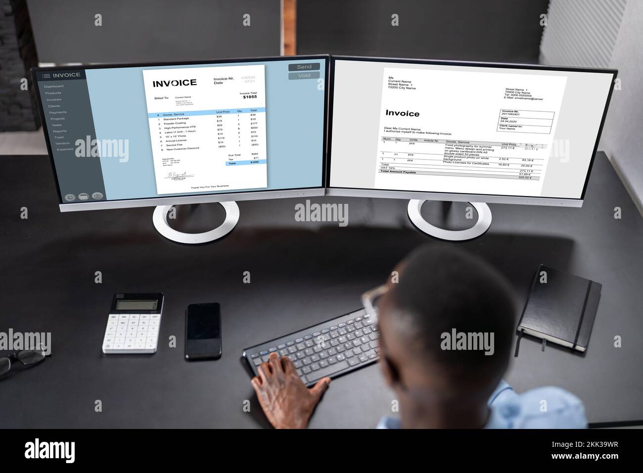E Invoice Business Management. Accountant Using Electronic Invoice ...