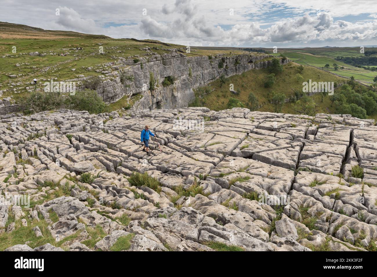 Malham Cove, a fault on the middle Craven Fault, limestone pavement on ...