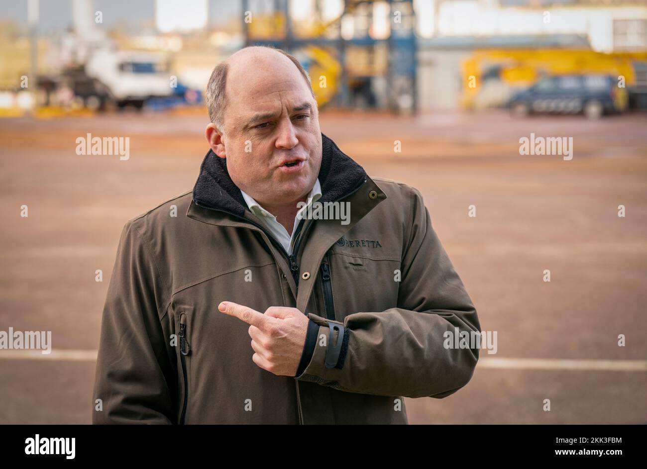 Defence Secretary Ben Wallace during a visit to BAE Govan shipyard in ...
