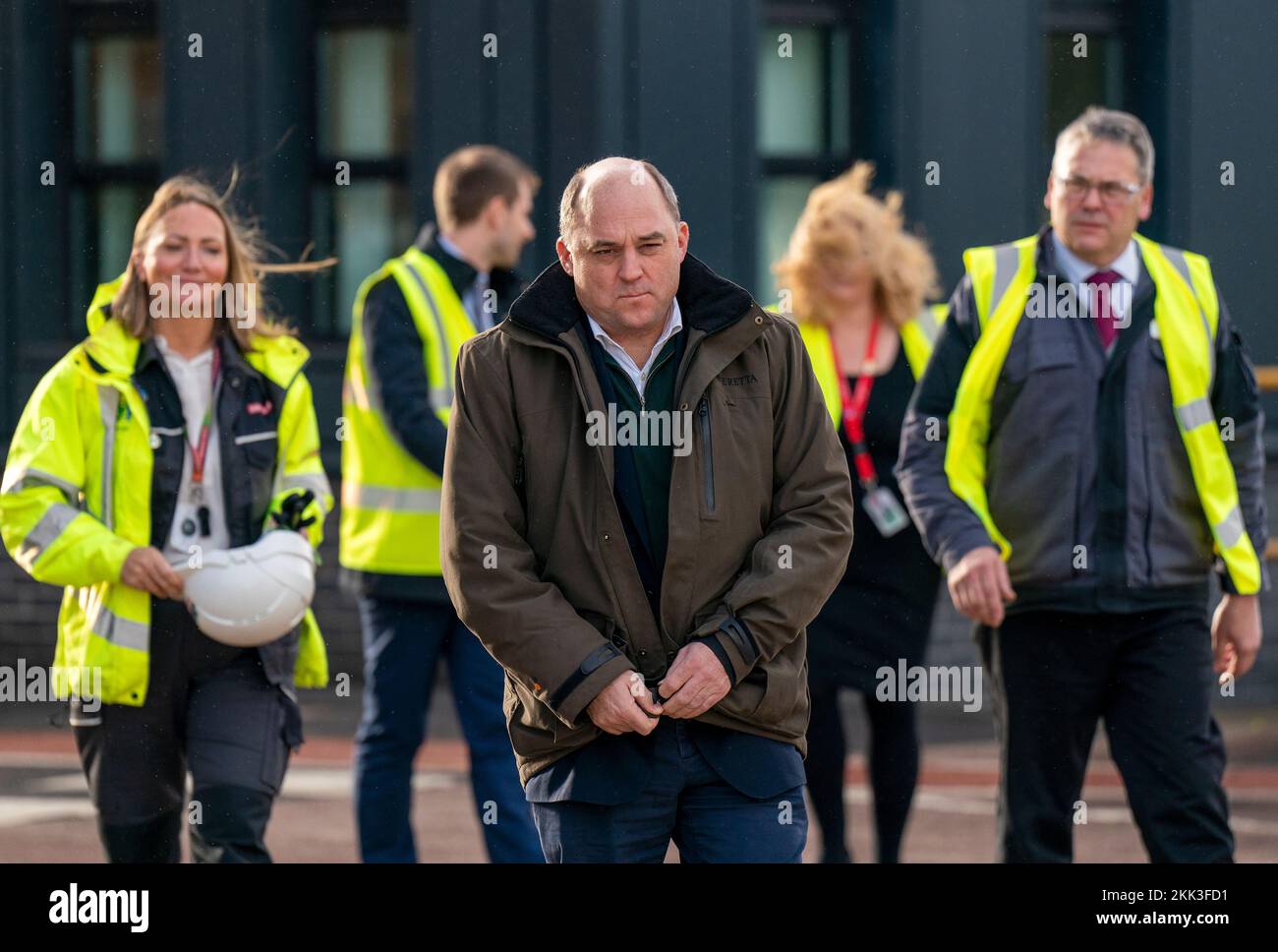 Defence Secretary Ben Wallace during a visit to BAE Govan shipyard in ...