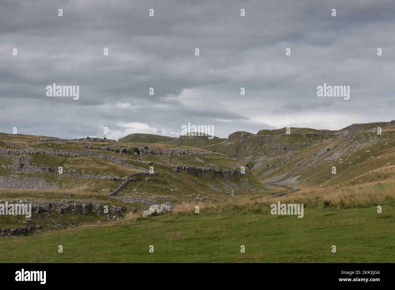 Malham Cove, a fault on the middle Craven Fault looking northwards over ...