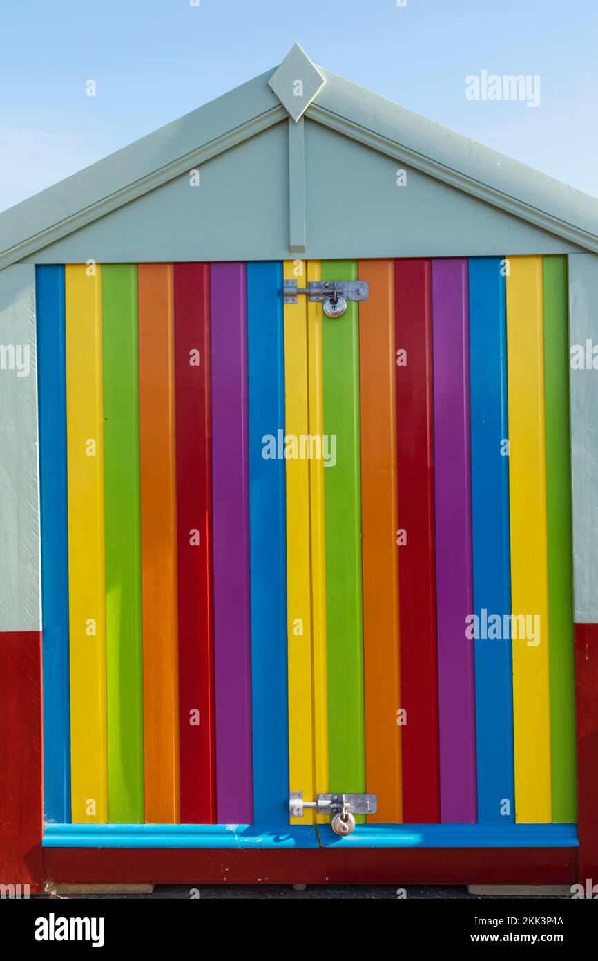 England, East Sussex, Brighton, Brighton Pride Parade, Hove, Beach Hut ...