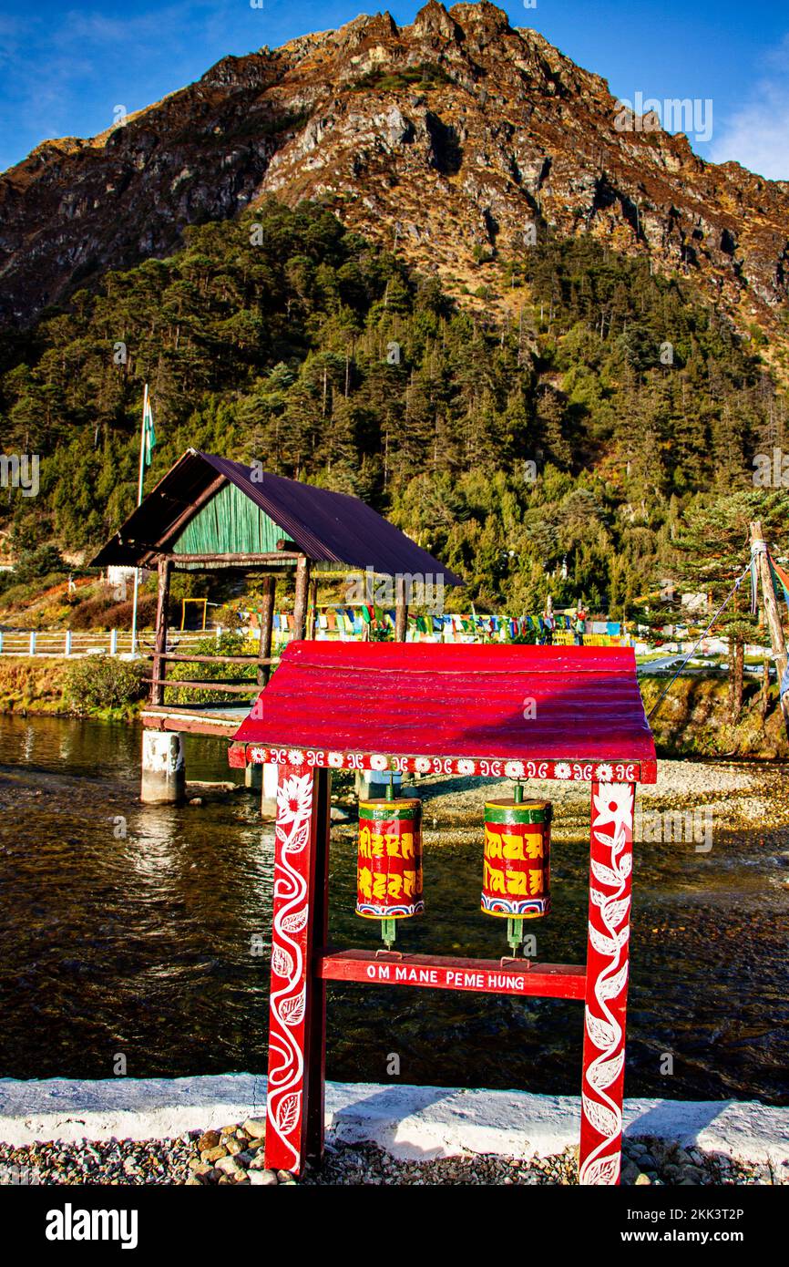 Beautiful lake in Arunachal Pradesh in India with a hut in the water ...