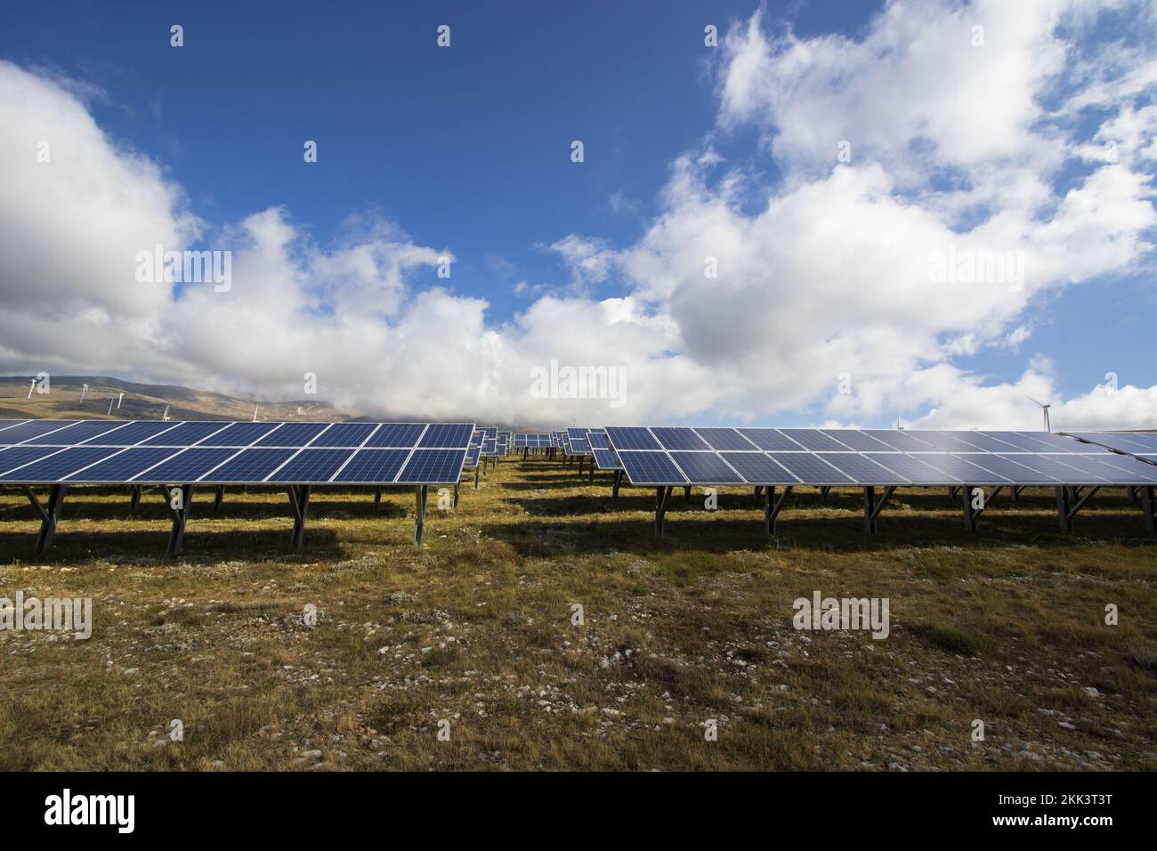 Solar panels on the sky background. Solar power plant. Blue solar ...