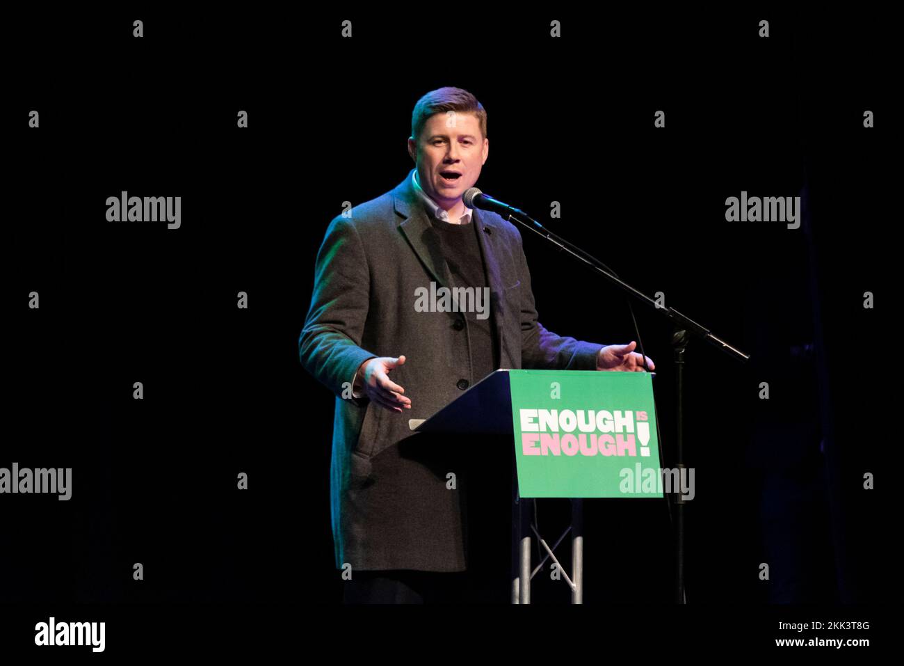 Eddie Dempsey, assistant general secretary of RMT speaking at a Enough ...