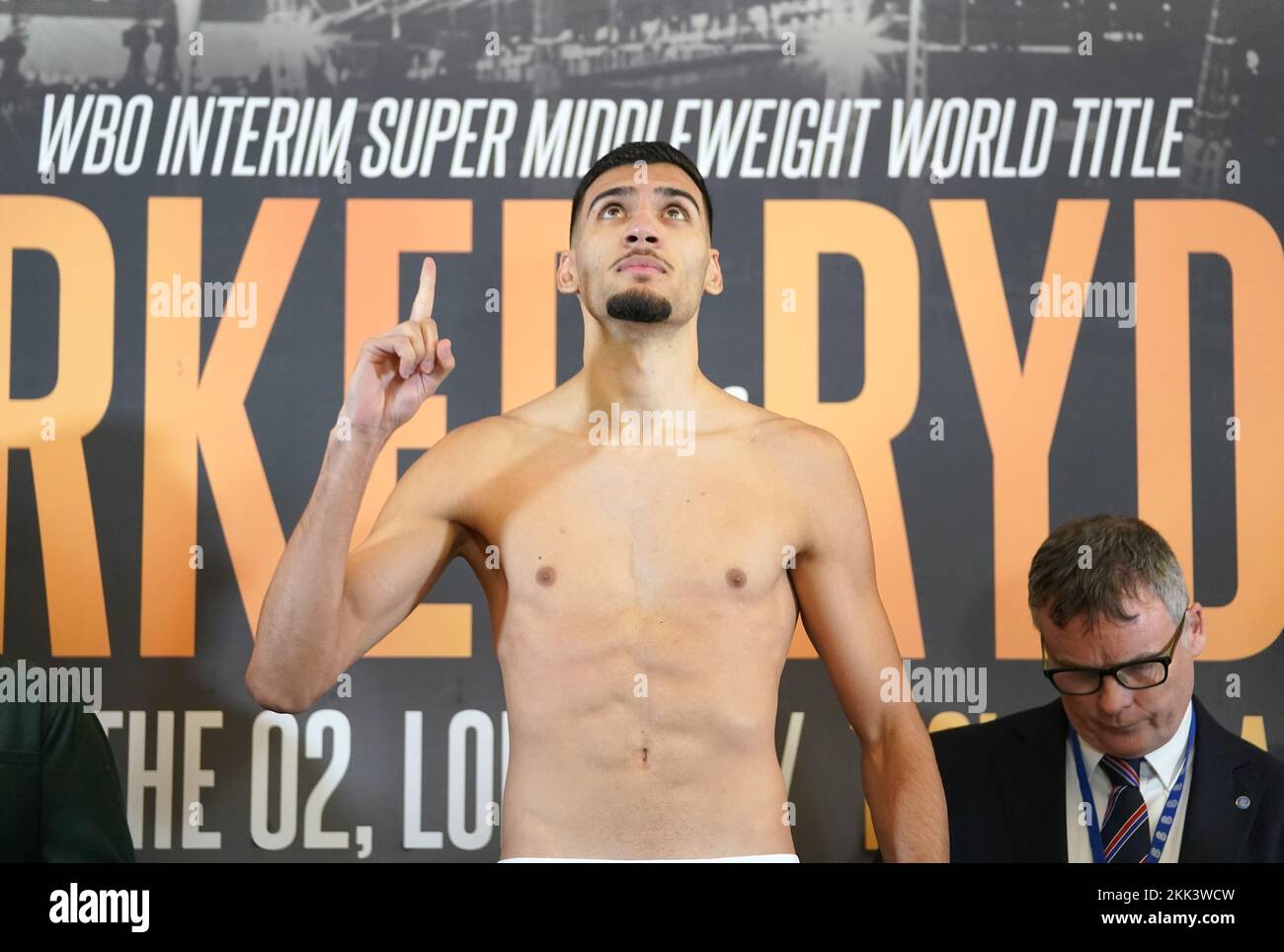 Hamzah Sheeraz during weigh-in at the Hilton Canary Wharf, London ...