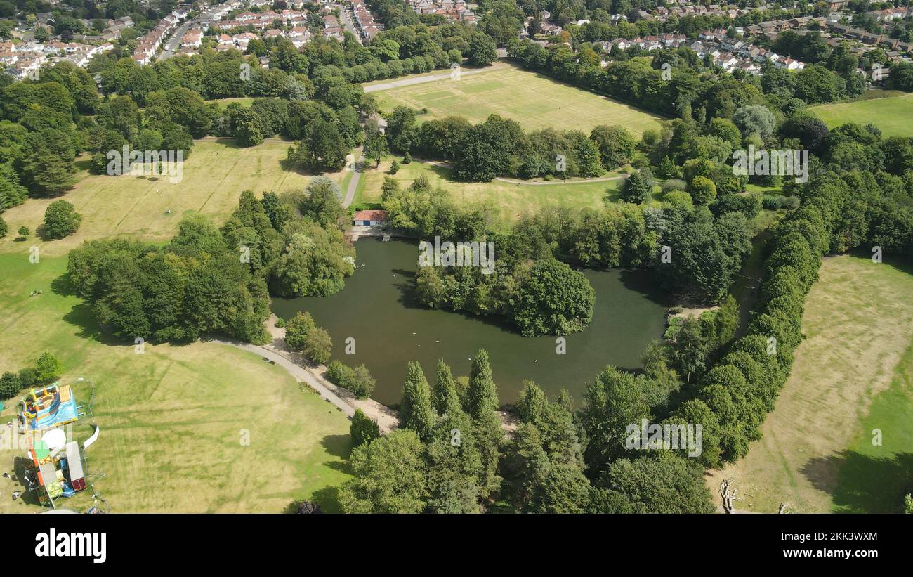 An aerial view of a boating pond Stock Photo - Alamy