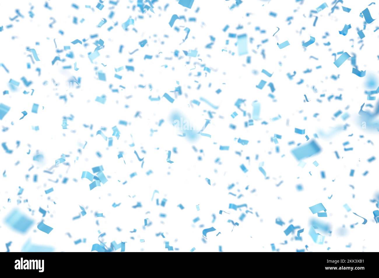 Pale blue ribbons on white background, 3d rendering. Blue confetti for ...