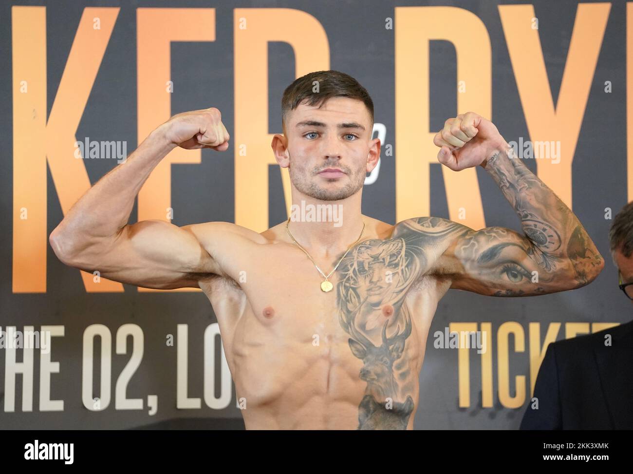 Sam Noakes during weigh-in at the Hilton Canary Wharf, London. Picture ...