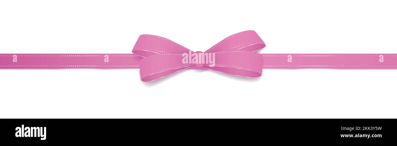 Pink bow on a white background - christmas ribbon presents design theme ...