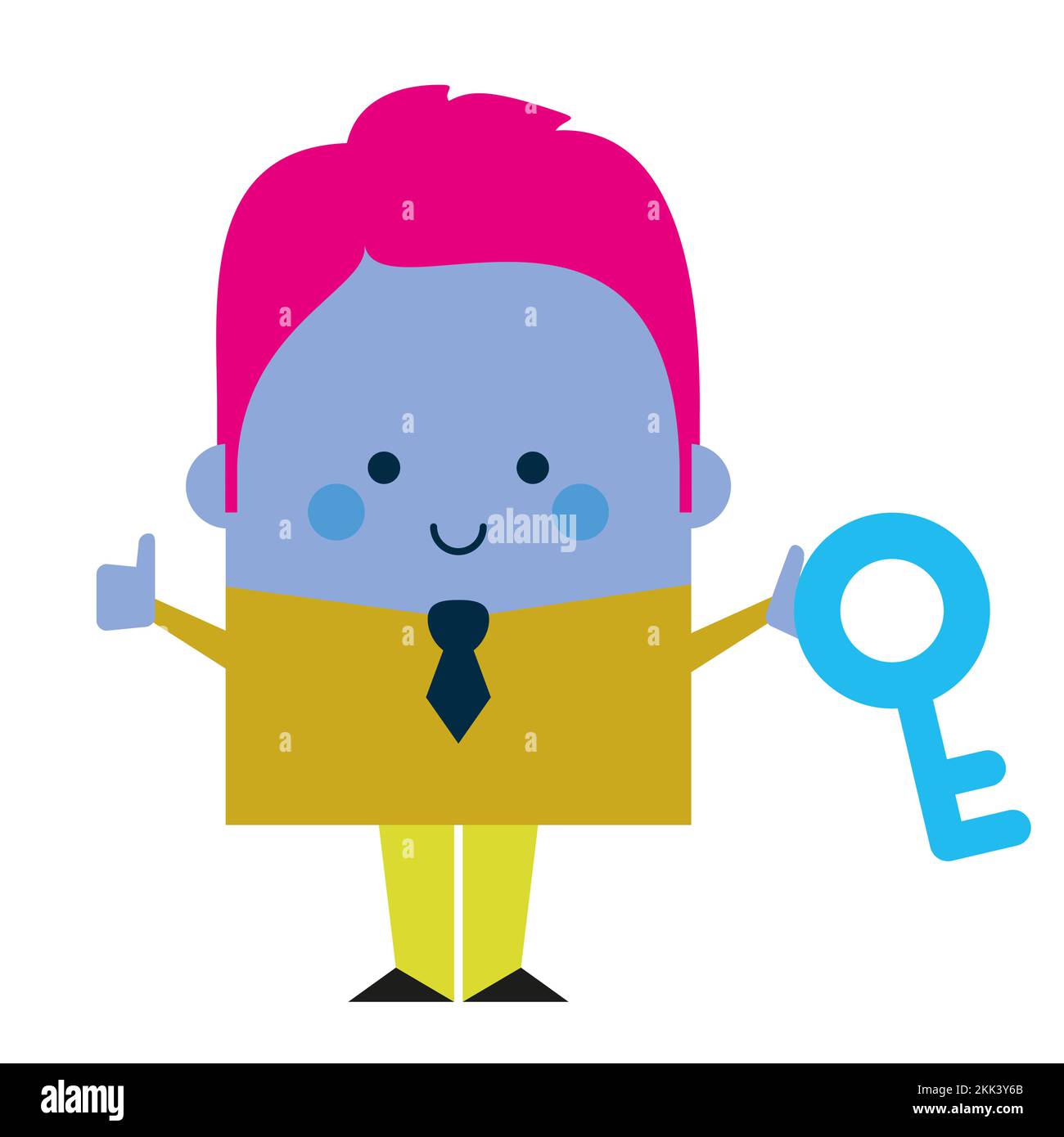 Illustration of a businessman holding a key - business and working ...