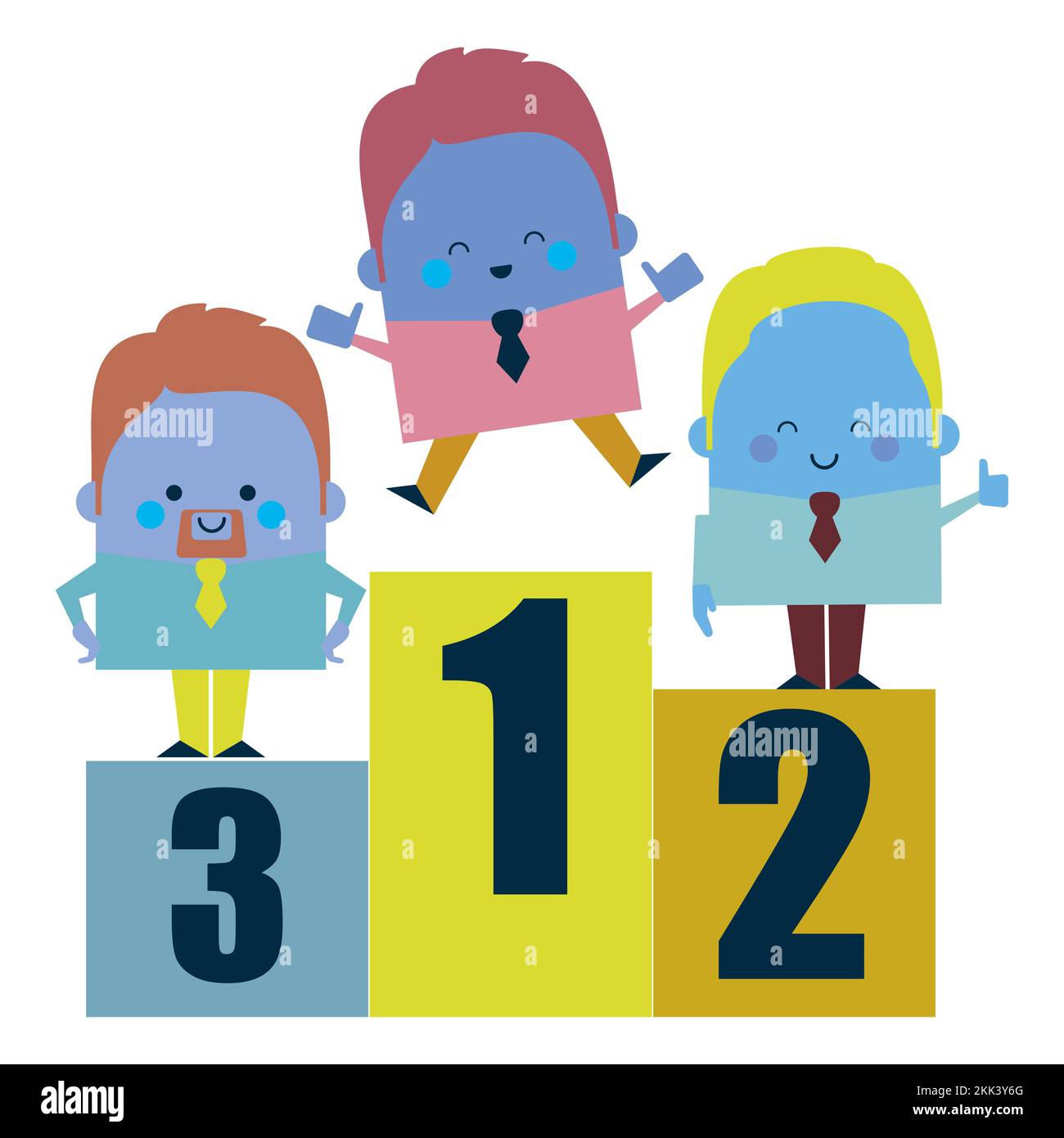 Illustration of three businessmen on a podium - business and working ...