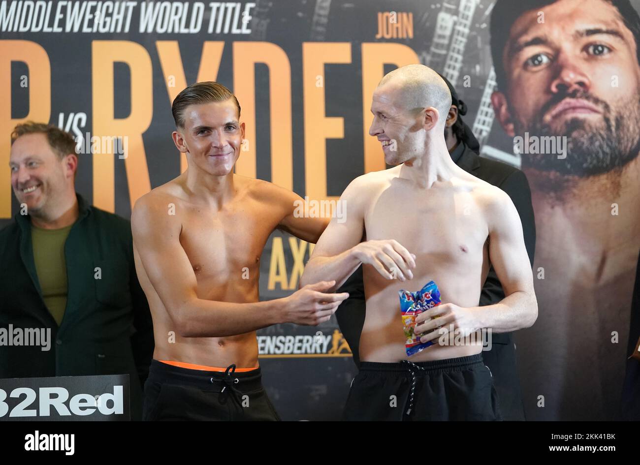 Dennis McCann (left) and Joe Ham during the weigh-in at the Hilton ...