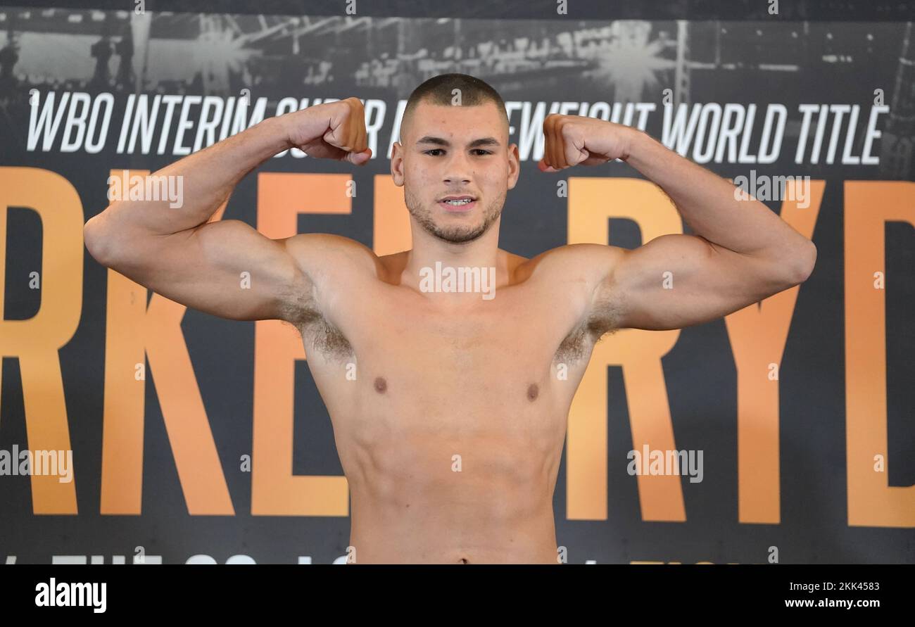 Tommy Fletcher during the weigh-in at the Hilton Canary Wharf, London ...