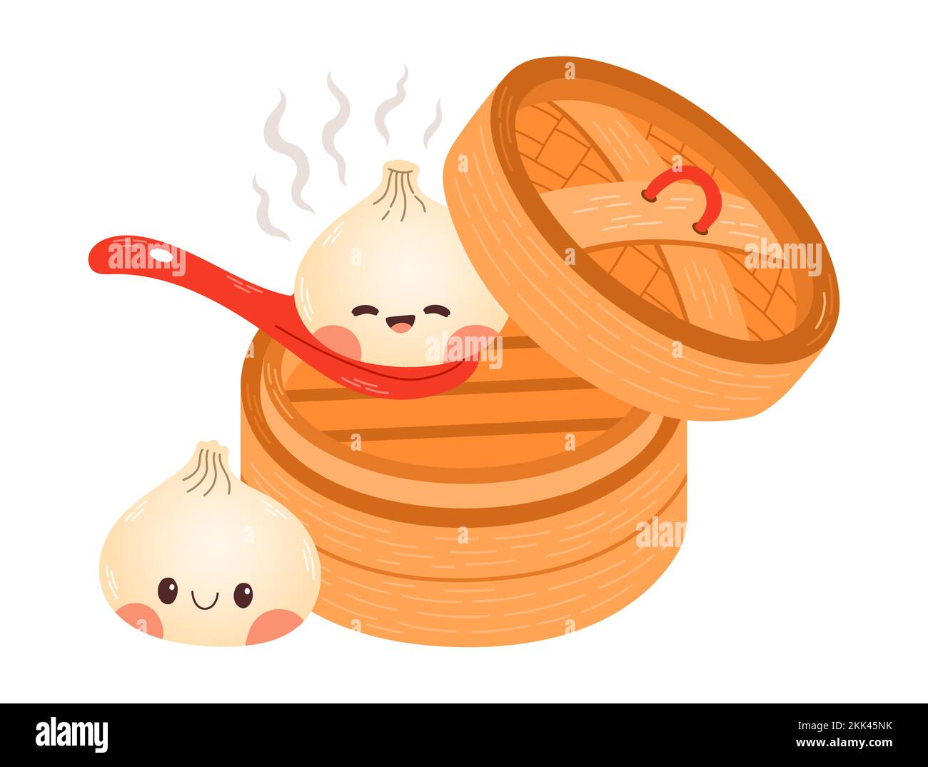 Cute Cartoon Dumplings Vector Drawing Traditional Japanese Dumplings