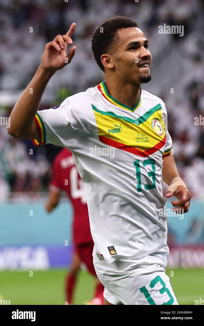 Doha, Qatar, 25th November 2022. Iliman N'Diaye of Senegal celebrates ...